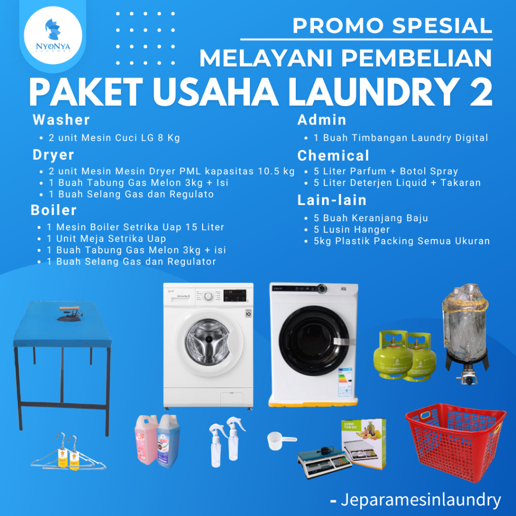 Jual Paket Usaha Laundry 2 Mesin Cuci LG 8 Kg Mesin Dryer PML 10.5 kg ...