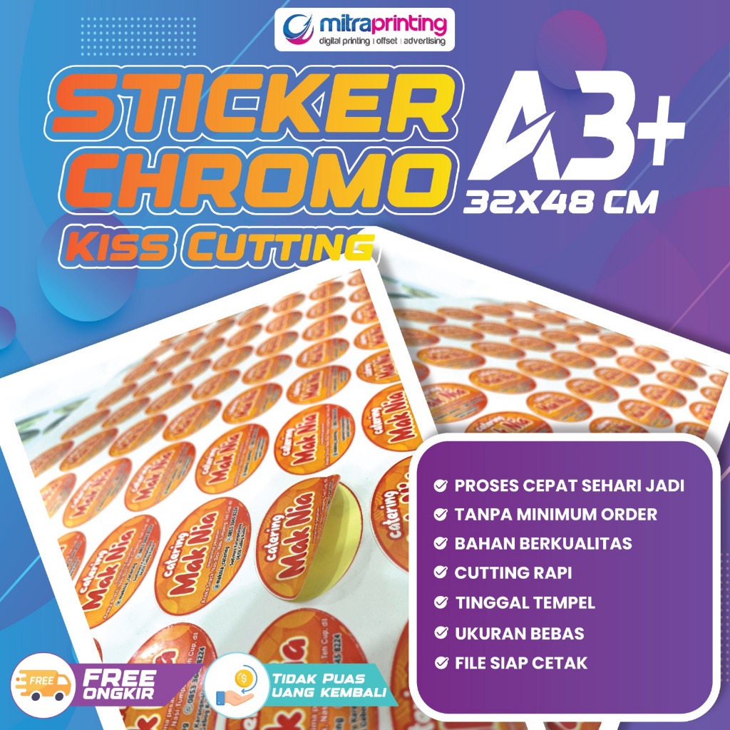 Jual Cetak Stiker Cromo A3+ Kiss Cutting / Stikel Label Produk / Stiker ...