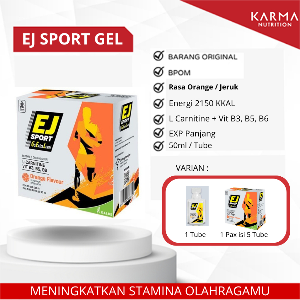 Jual EJ Sport Gel extra joss Energy Gel GU enery stamina L-CARNITIN ...