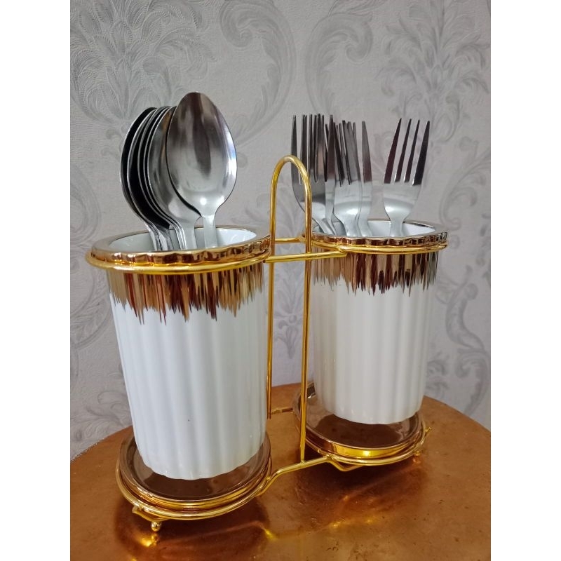 Jual Tempat sendok makan garpu/wadah sendok keramik/tempat sendok ...