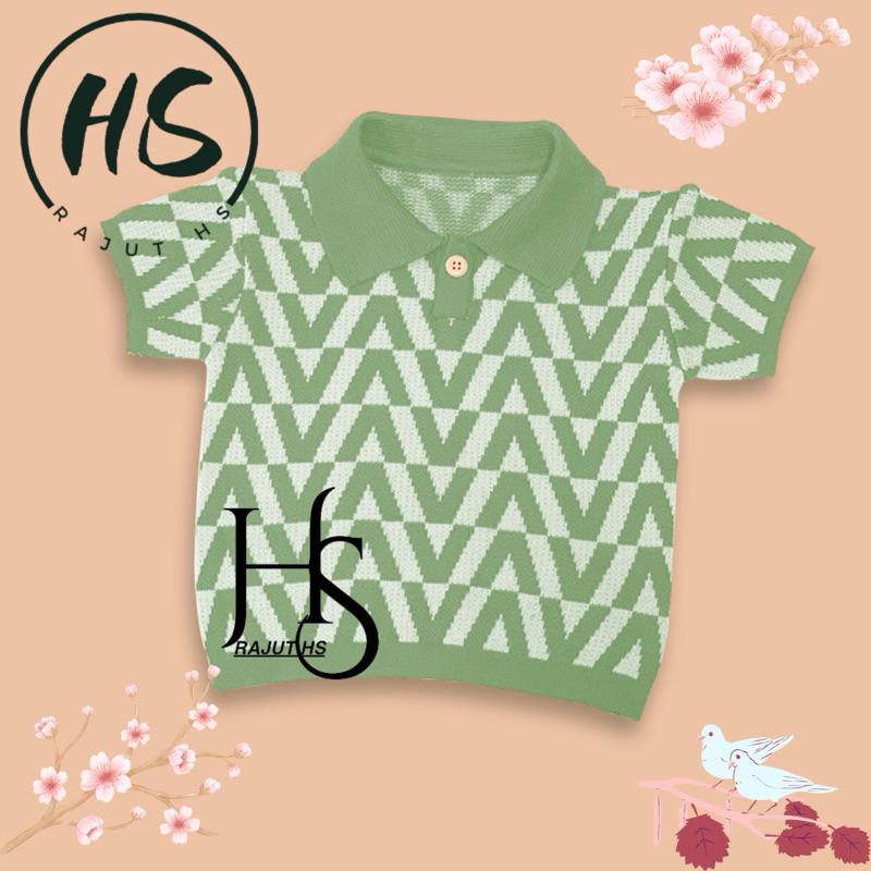 Jual Rajut polo premium Anak Motif V UNISEX Lengan pendek 1-7tahun ...