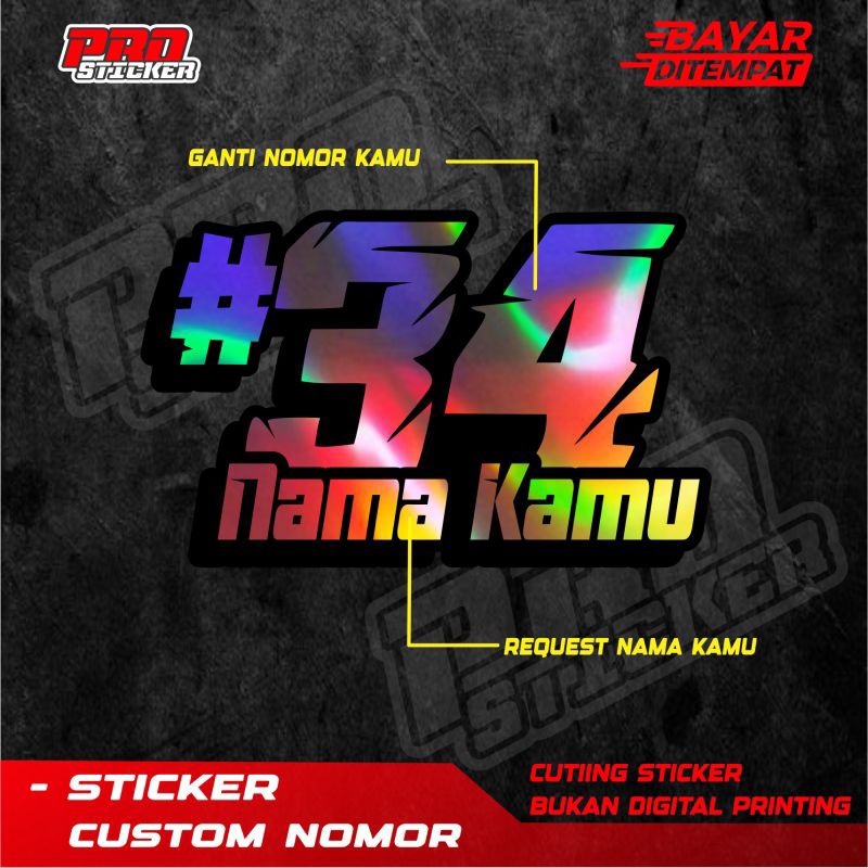 Jual Stiker cutting nomor star balap bisa ganti nama dan nomor sesuai ...
