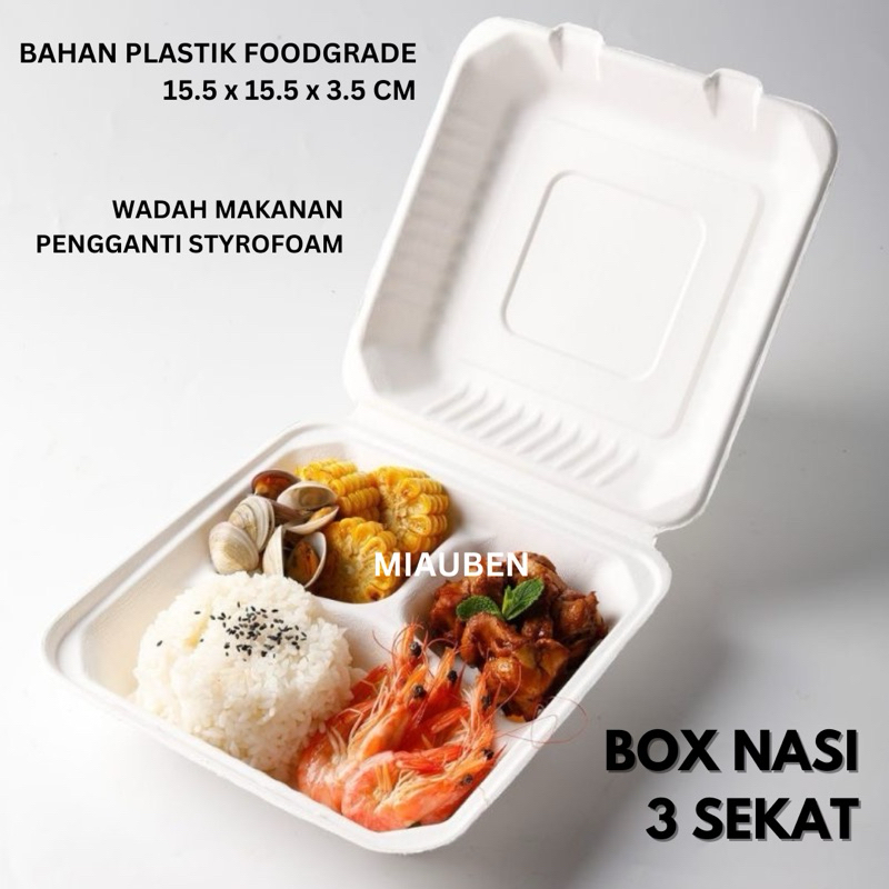 Jual instant - Box nasi sekat 3 kotak nasi bahan plastik higenis ...