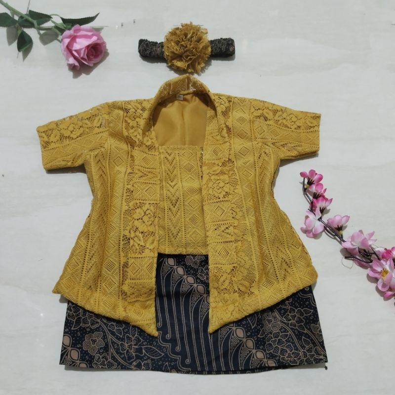 Jual KEBAYA BAYI KEBAYA ANAK KUTUBARU 6-12 BULAN kuning mustard ...