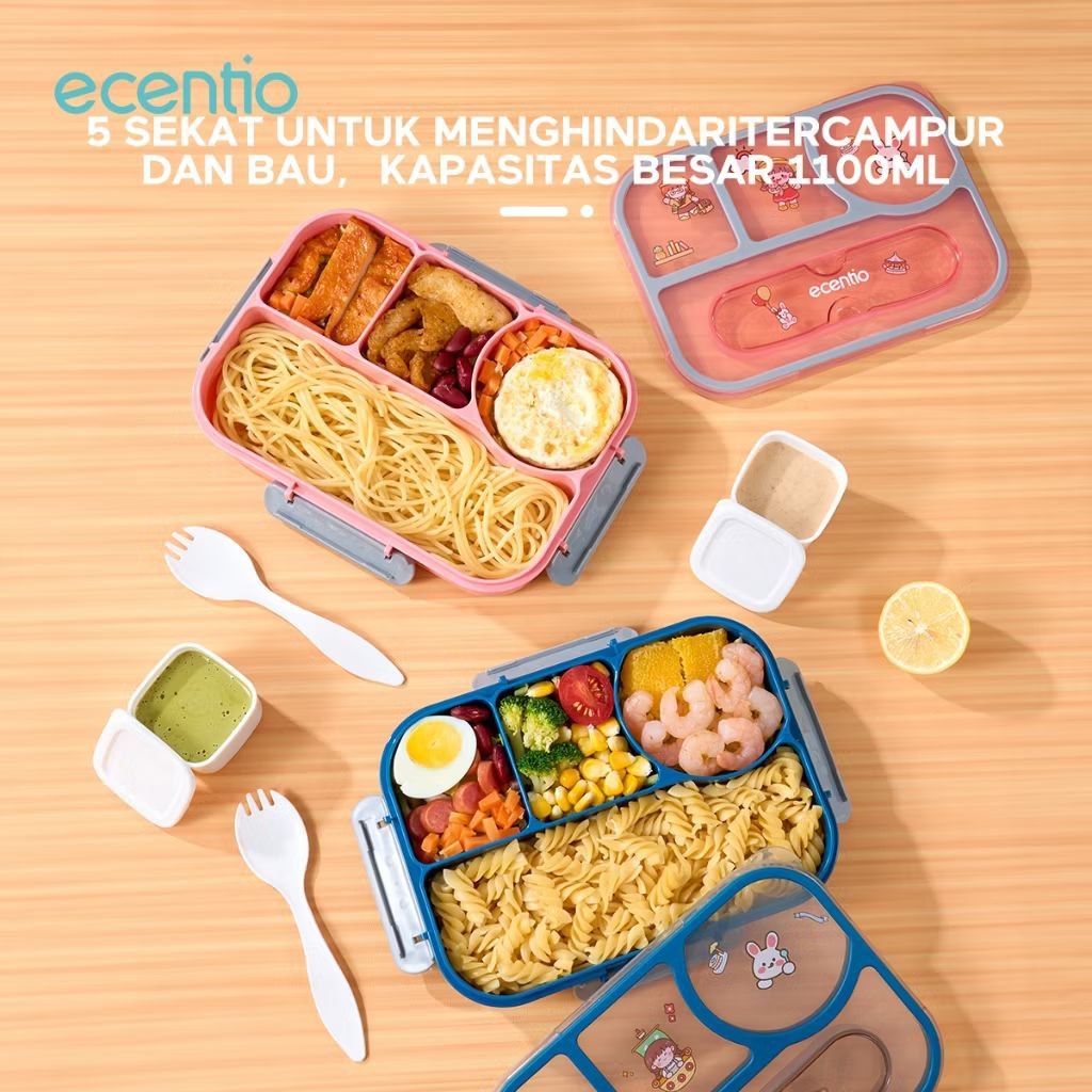 Jual Lunch Box Set Ecentio 4 Sekat / Ecentio Kotak Bekal Makan Set 1100 ml 4 Sekat dengan ...