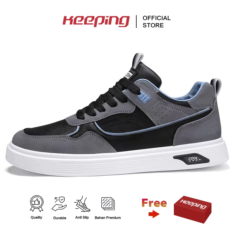 Jual Keeping Sepatu Pria Hitam Sneakers Cowok Casual Unisex Sepatu Abu Sekolah Sepatu Kerja ...