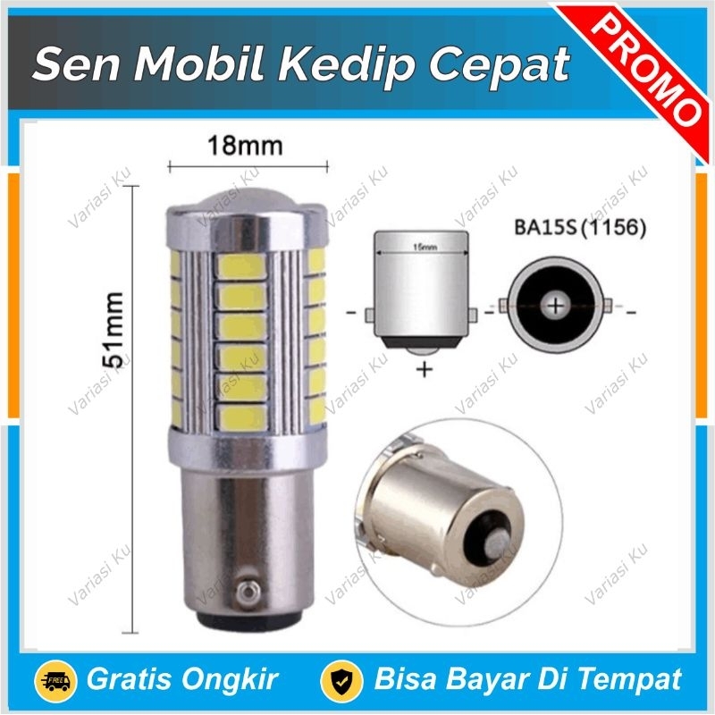 Jual LAMPU SEN MOBIL KEDIP CEPAT LED BA15S BAU15S KAKI 1 SINAR TERANG ...