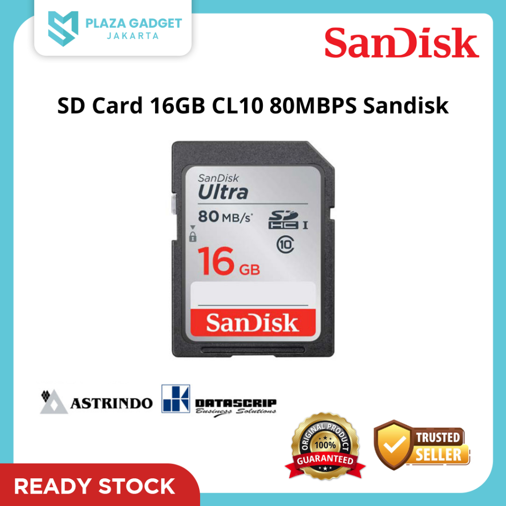 Jual SD Card Sandisk Ultra 16GB CL10 80MBPS Sandisk - SD Card Camera ...