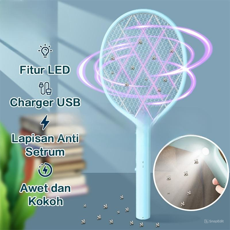 Jual Raket Pembunuh Nyamuk Listrik Elektrik 2 in 1 Dilengkapi Charger ...