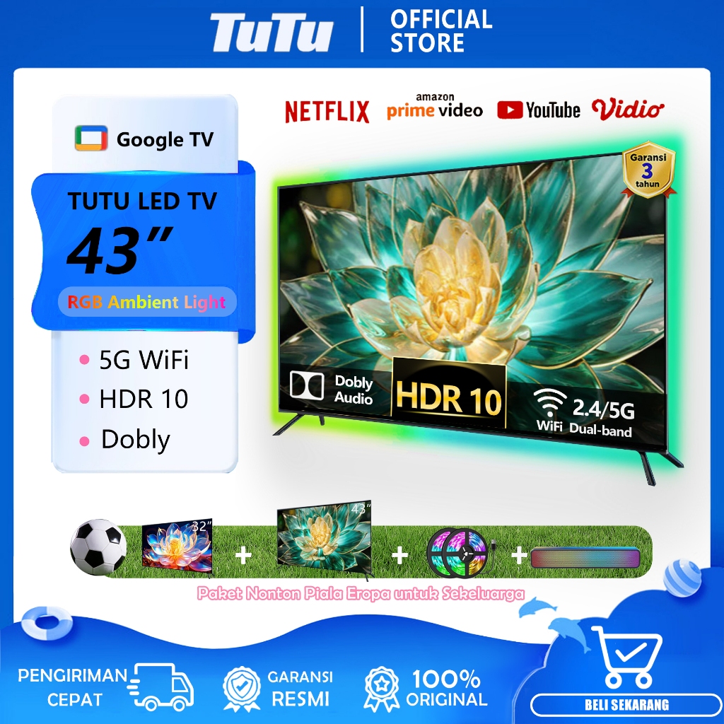 Jual TUTU 43 inch Google Smart TV - Android TV - Google Assistant ...