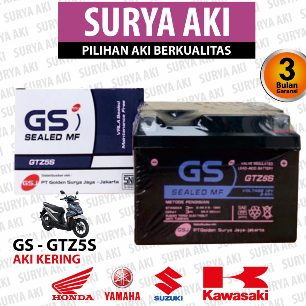 Jual Aki Motor GTZ5S MF Aki Kering Motor Honda Beat Aki Vario 110 Supra X 125 Scoopy Spacy Blade ...