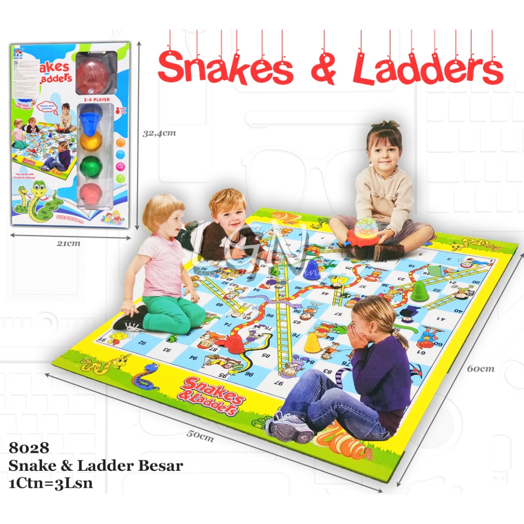 Jual MAINAN BOARD GAME ULAR TANGGA SNAKE LADDERS LUDO GIANT GAME 8028 ...