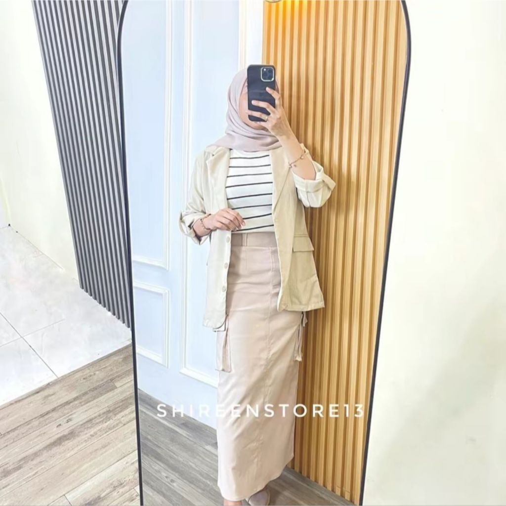 Jual Haziera Store Carra Cargo Rok Korean Style | Rok Panjang Wanita ...