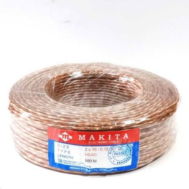Jual KABEL HEAD MEREK MAKITA GOLD 2x10 TRANSPARAN TEMBAGA ASLI meteran ...