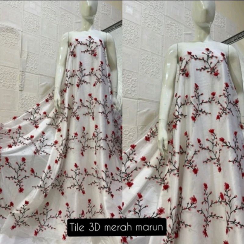 Jual kain tile 3D bunga timbul motif sakura 3D // tile timbul sakura 3d ...