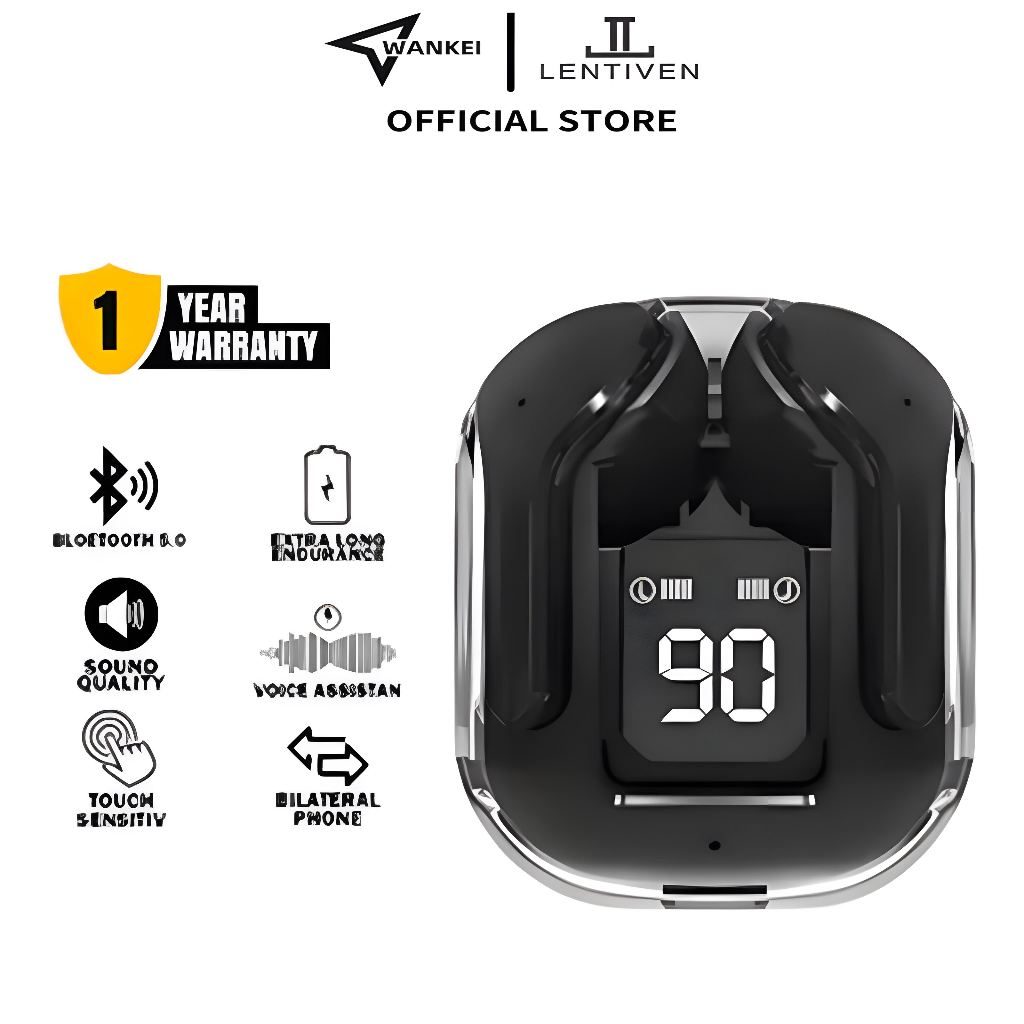 Jual WANKEI LENTIVEN Earphone Wireless Headset Bluetooth Touch HiFi ...