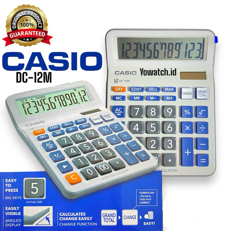 Jual Kalkulator Hitung Casio Original DC-12M | Kalkulator Meja dan ...