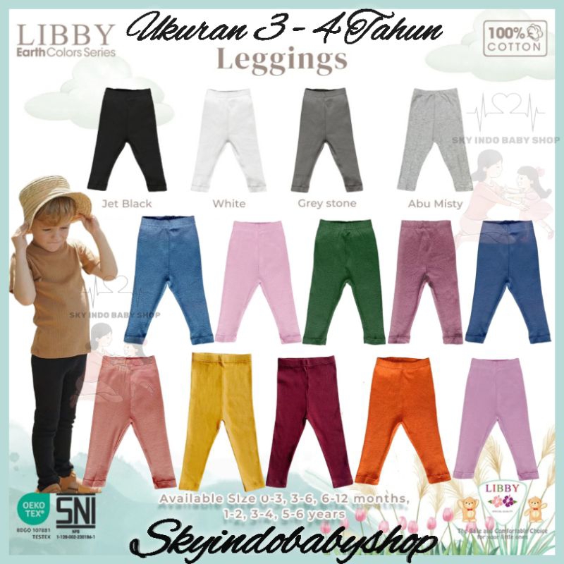 Jual Libby Legging Rib Polos | Celana Panjang 3 - 4 Tahun | Boy & Girl | Earth Colors Series ( E ...