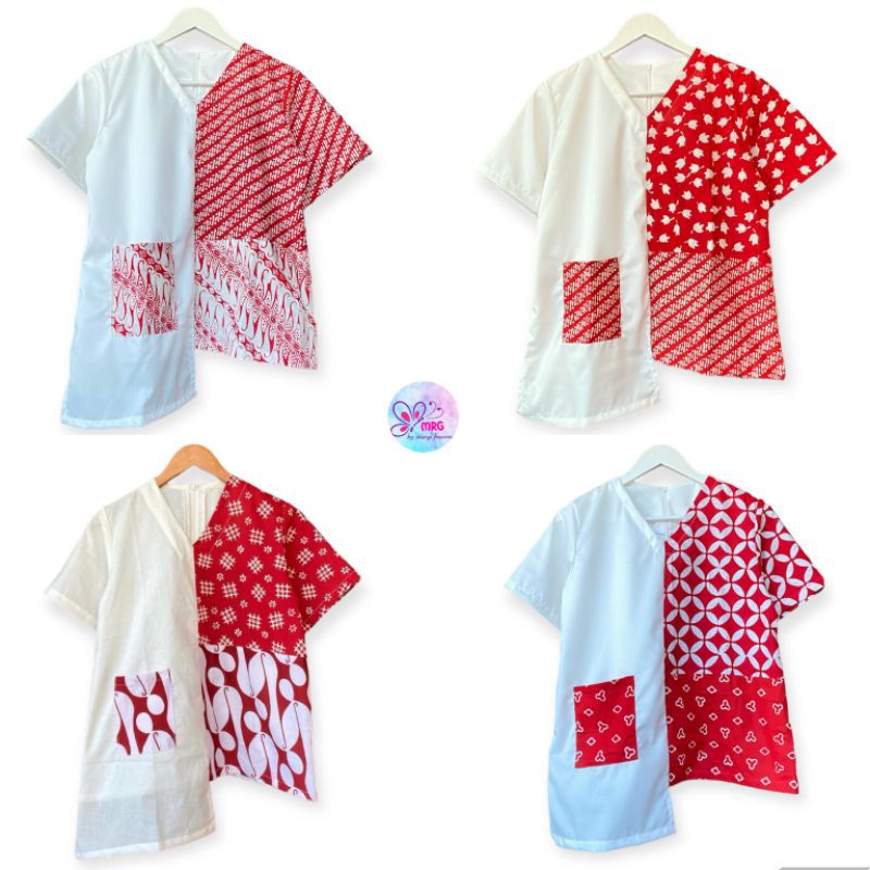 Jual Blouse Batik Merah Putih / Blouse Batik Gayatri / Blouse Kombinasi ...