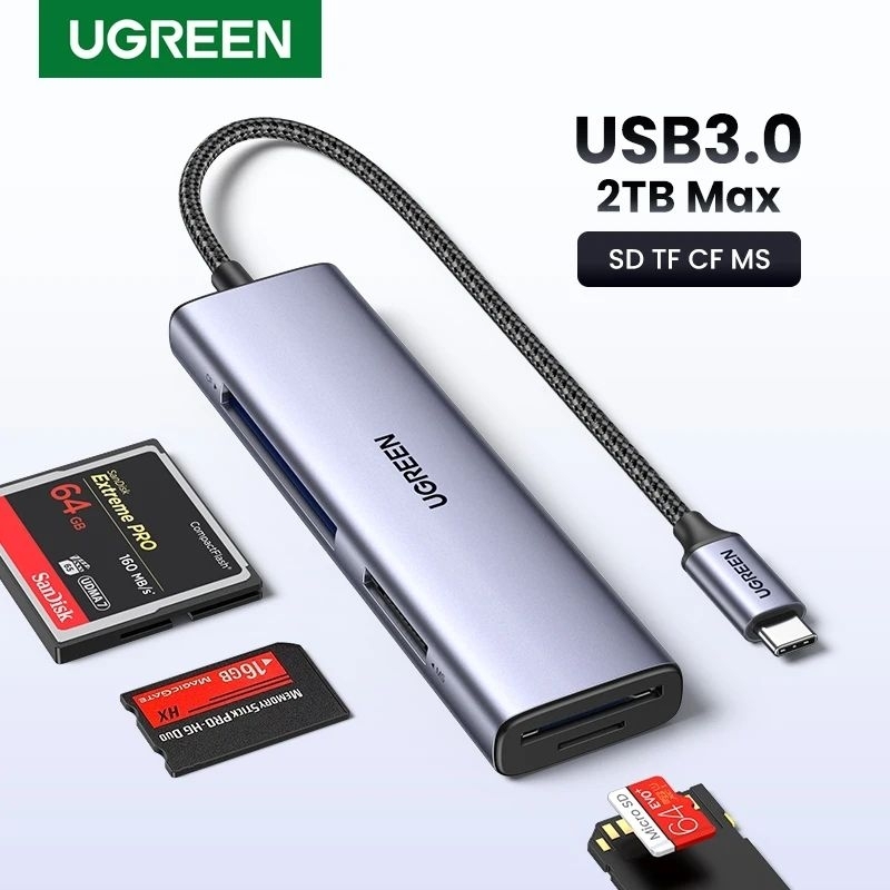 Jual UGREEN Card Reader Type C to USB 3.0 Micro SD CF TF MS Card Slots ...