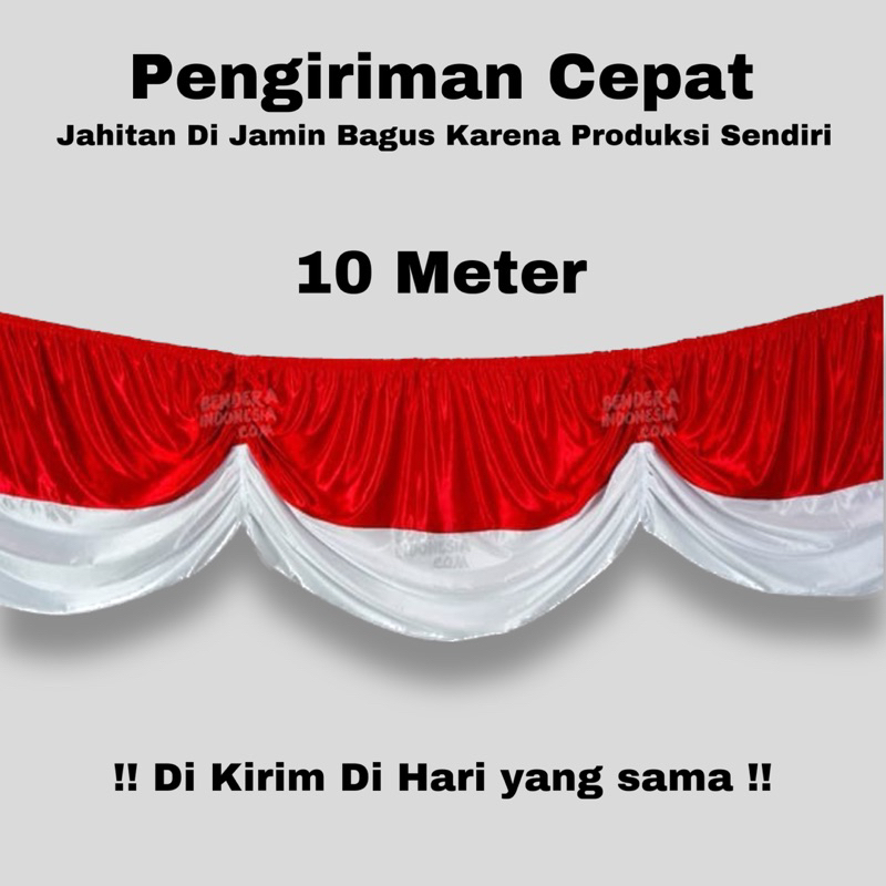 Jual Bendera Background Karet Merah Putih Polos 5 dan 10 Gelombang Backdrop | Shopee Indonesia
