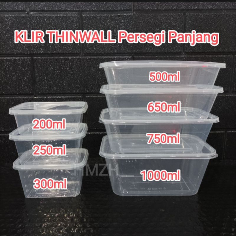 Jual thinwall klir Rec persegi panjang besar/kotak nasi bakmi bumbu dll/ kotak bekal serba guna ...