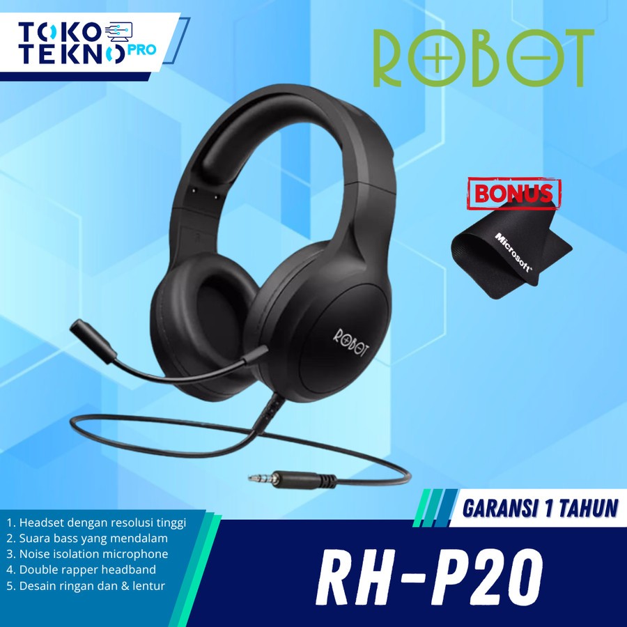 Jual Robot RHP20 / RH-P20 / RH P20 Headset Wired 3.5mm Jack Black ...