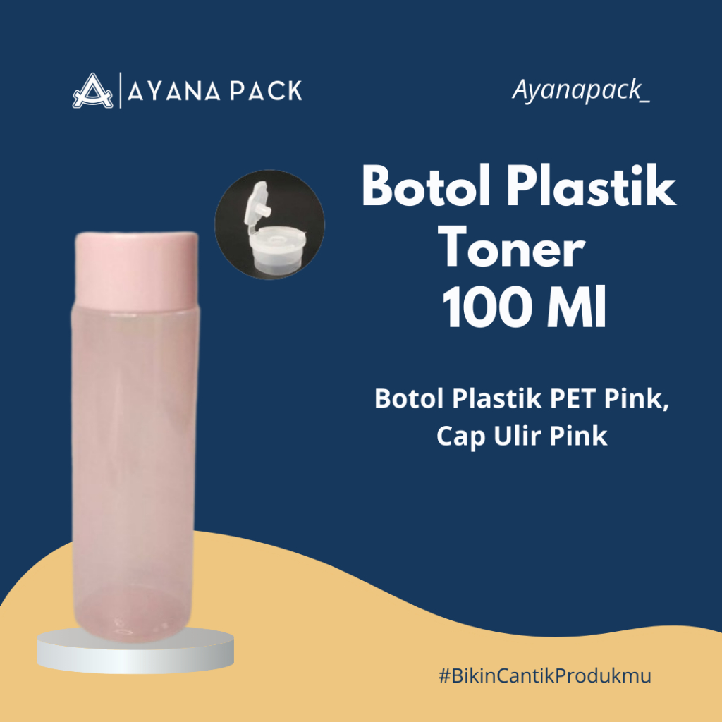 Jual Botol Toner Pink 100 ml Tutup Ulir Pink / Putih Plastik PET ...