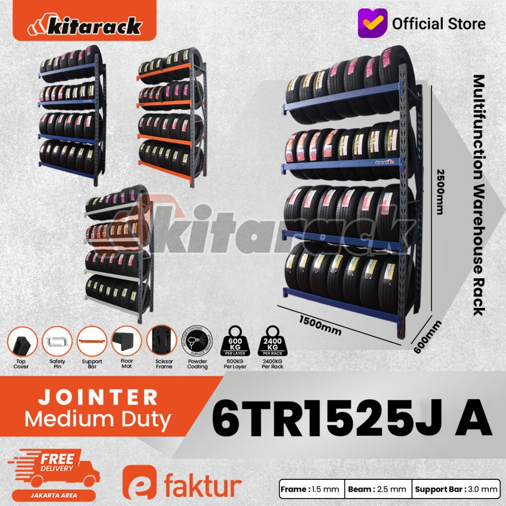 Jual KITARACK Tire Rack 6TR1525J Jointer Rak Ban Motor Mobil 600KG Rak ...