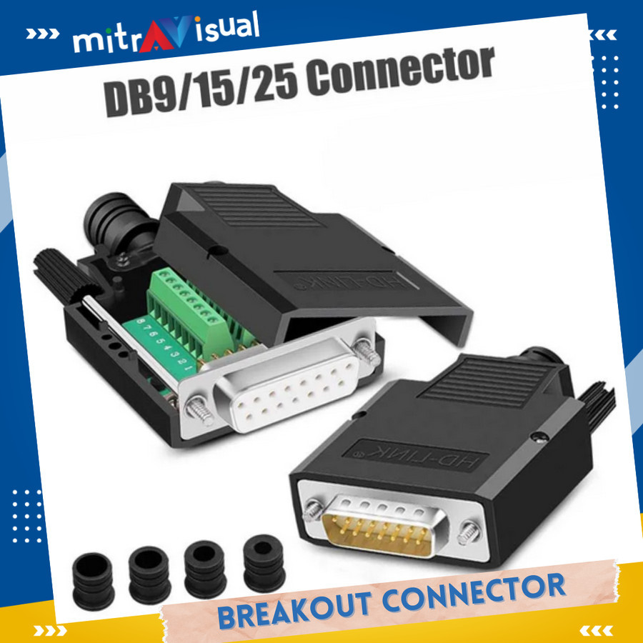 Jual DB9 DB15 DB25 Connector Male Female Solderfree Breakout Connector COM RS232 Serial Port ...