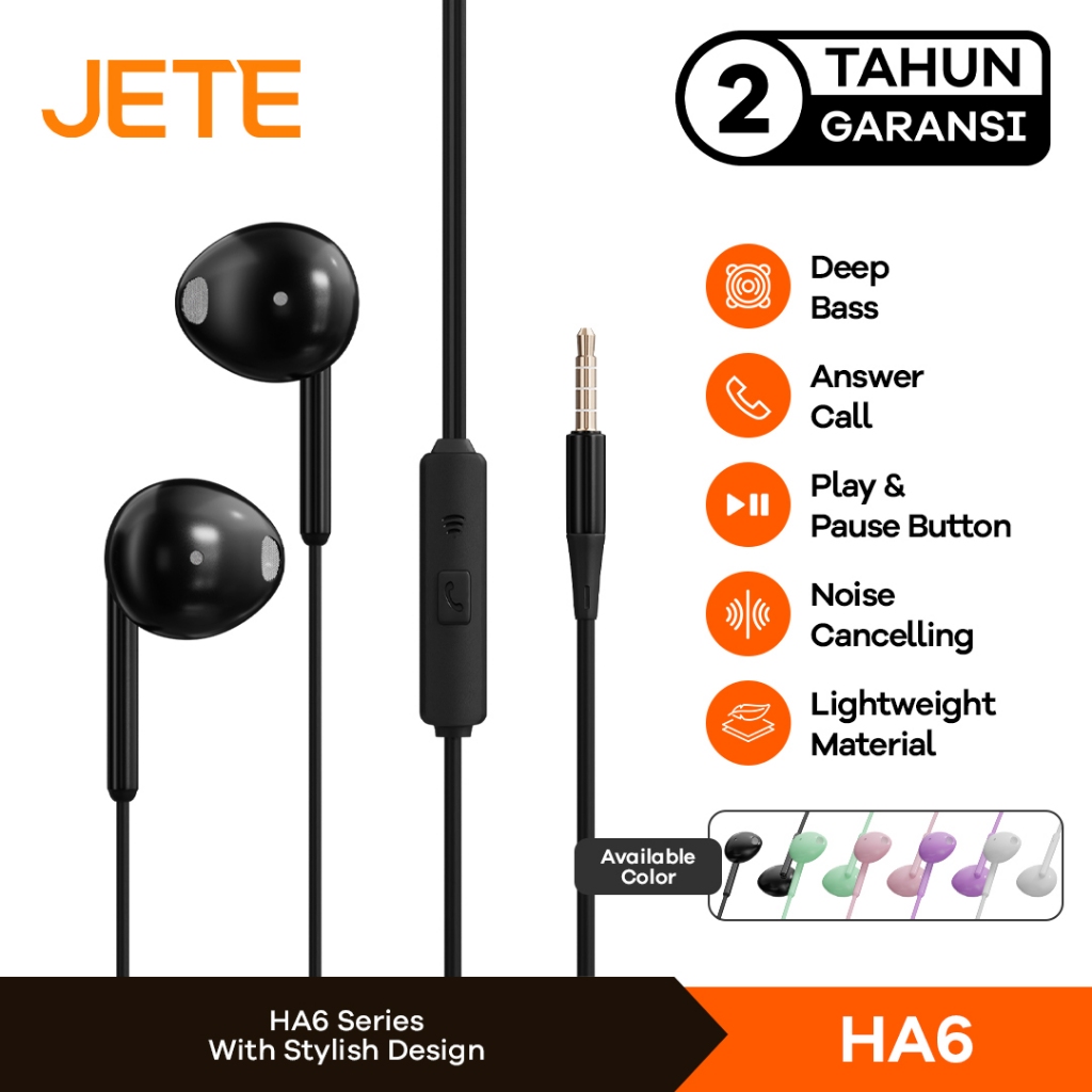 Jual JETE HA6 Headset Superbass I Earphone I Handsfree with Jack 3.5mm ...