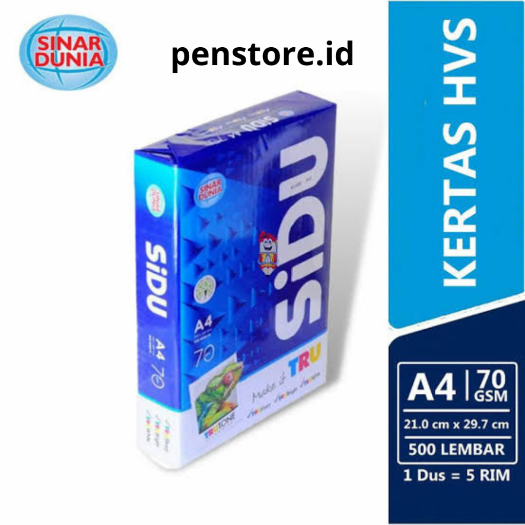 Jual Kertas HVS SIDU A4 70 Gram Putih - Kertas HVS Print Fotocopy Putih ...