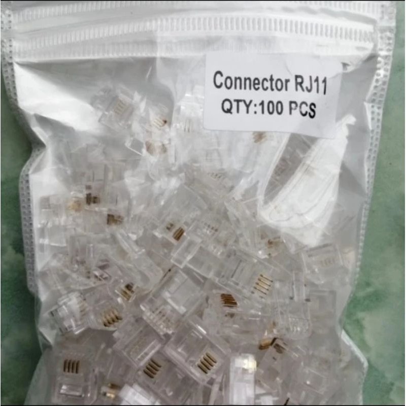 Jual Konektor RJ11 Connector Telepon RJ 11 isi 100 pcs Telepon | Shopee ...