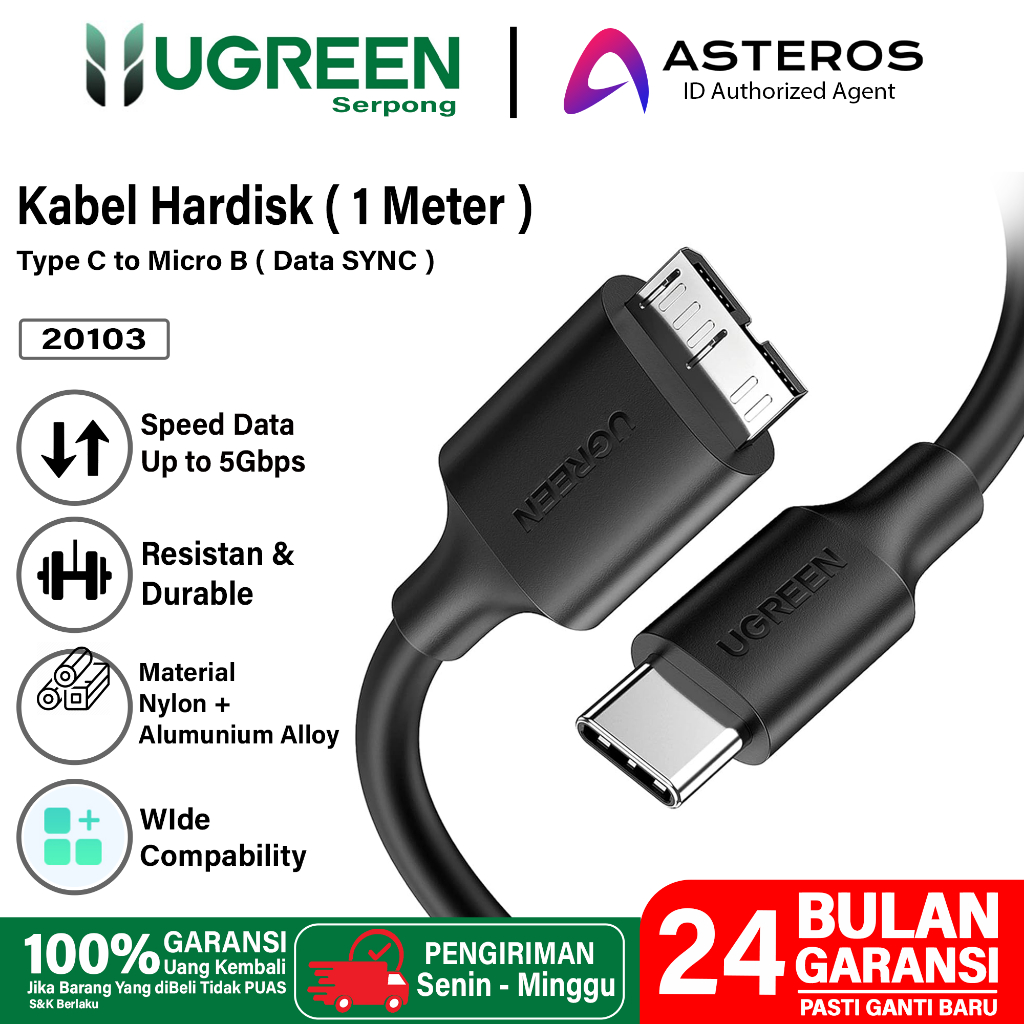 Jual UGREEN Kabel Data Hardisk Eksternal USB-C to Micro-B | Shopee ...