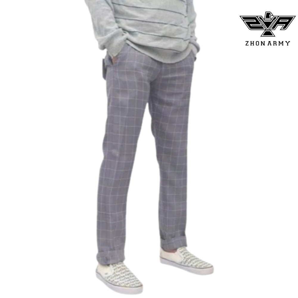 Jual ZHON ARMY Celana Panjang Tartan Abu | Shopee Indonesia
