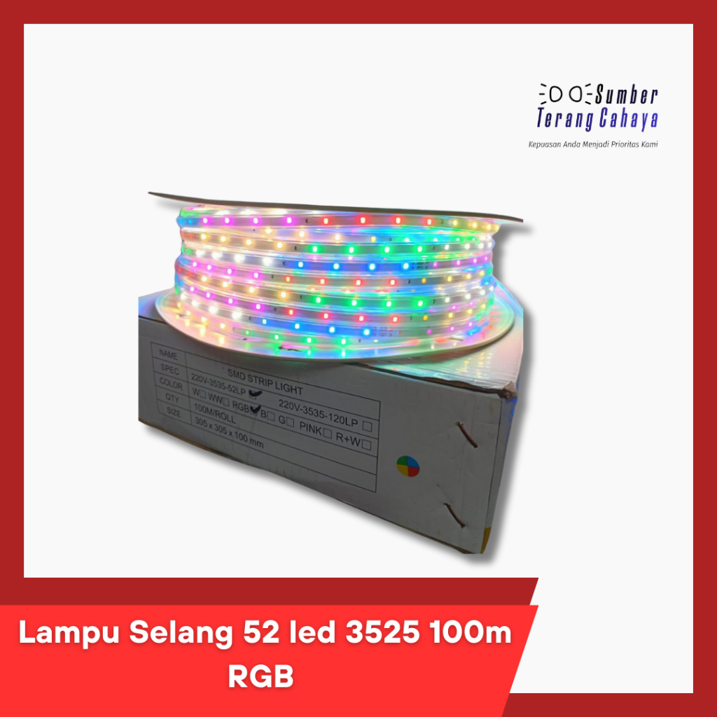Jual Lampu Selang RGB (Merah Hijau Biru) 52 led 3525 100meter RGB ...