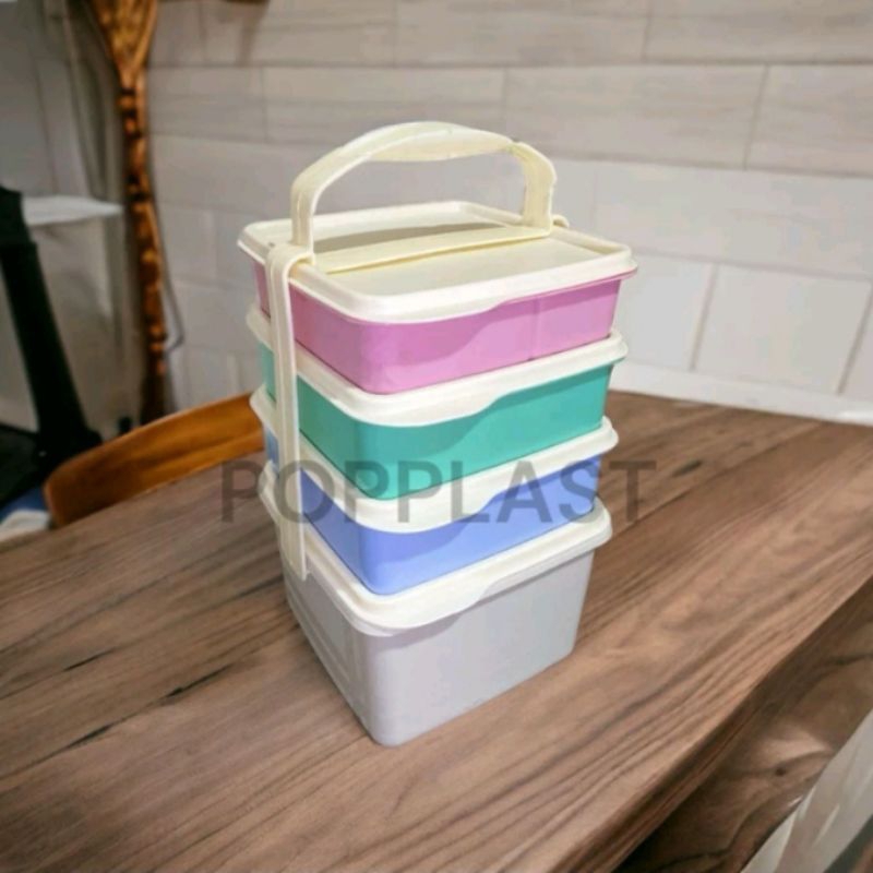 Jual Rantang Plastik Susun 4/ Rantang Makanan/ Lunch Box Polos Model ...