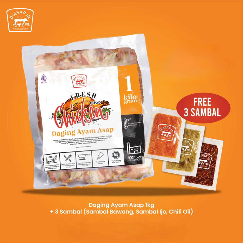 Jual SEI AYAM FROZEN 1 kg / Daging Asap Ayam DIASAPIN + 3 macam Sambal ...