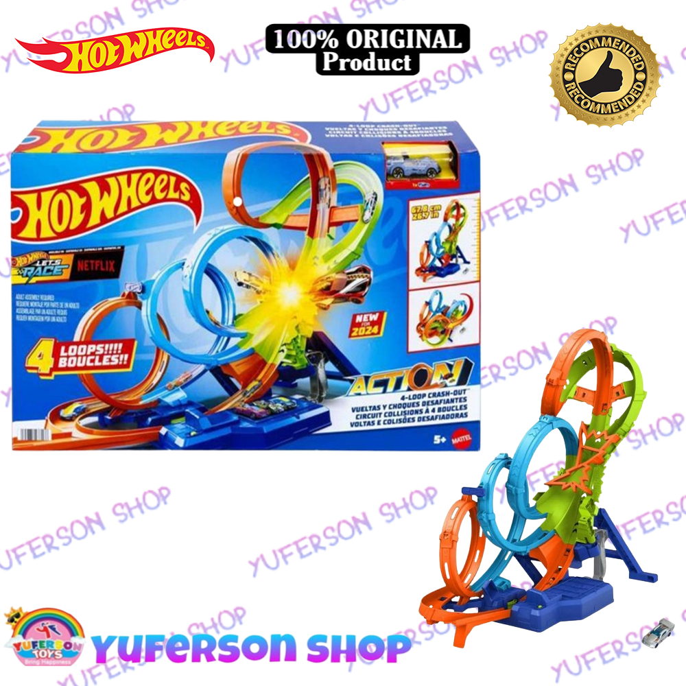 Jual Hotwheels Hot Wheels Action 4-Loop Crash Outlook Track set with ...