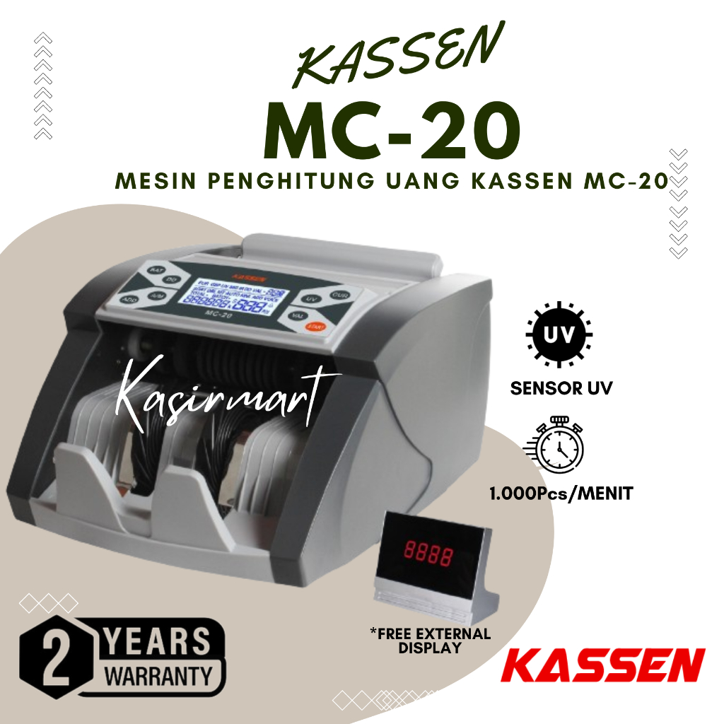 Jual Mesin Hitung Uang Kertas Kassen MC20 MC30 MC40 MC50C Deteksi Uang Palsu Mix Mode Hitung ...