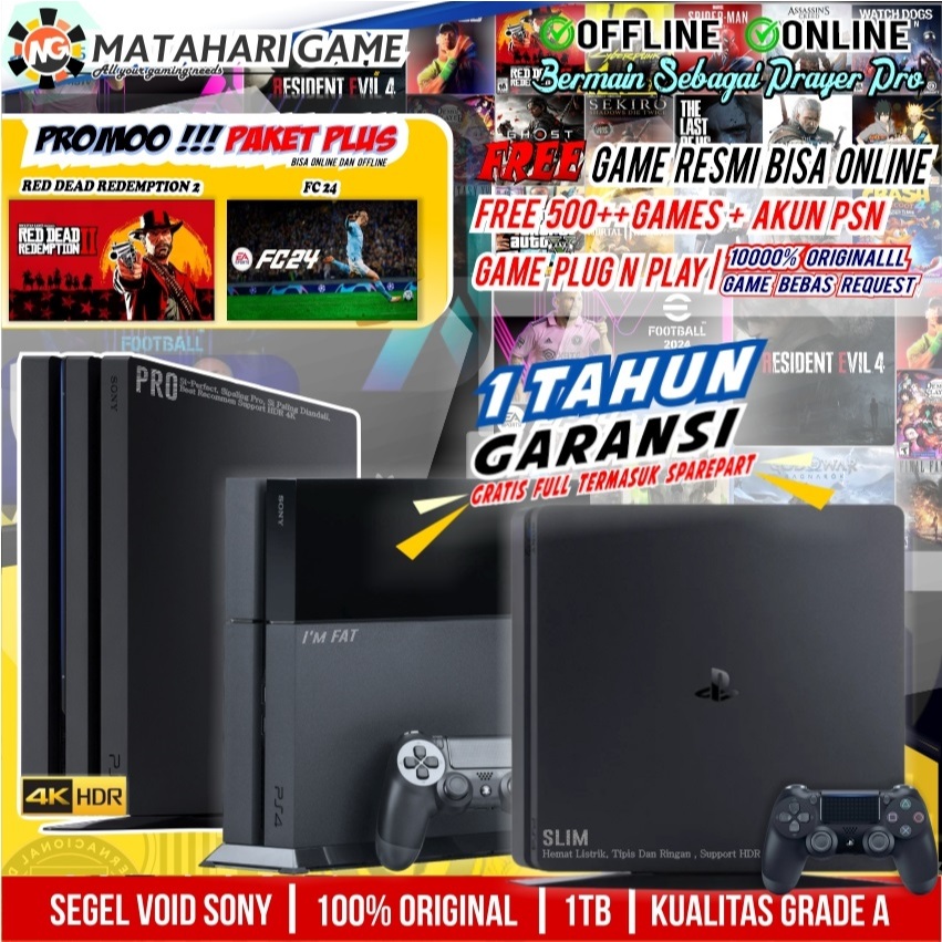 Jual Playstation 4 Original | PS4 SONY 1TB FAT | SLIM | PRO Bonus 500 ...