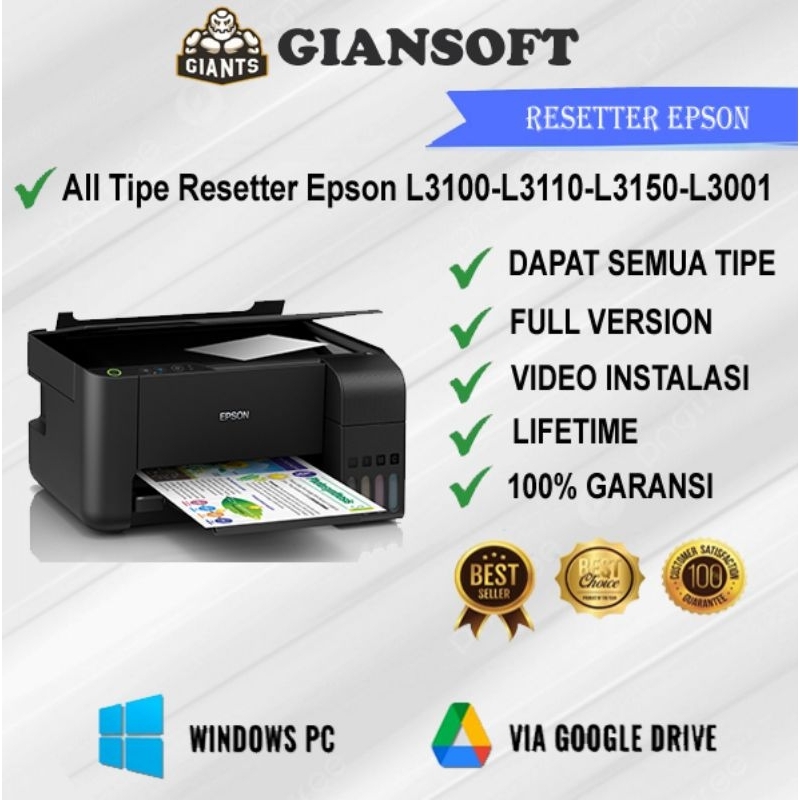 Jual [All Tipe] Resetter Printer Epson L3100 L3101 L3110 L3150 Software ...