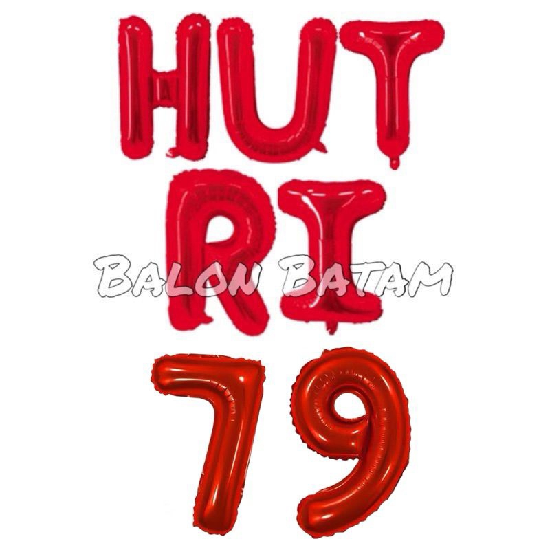 Jual BALON HURUF FOIL SET HUT RI 79 / BALON FOIL HURUF MERAH HUT RI ...