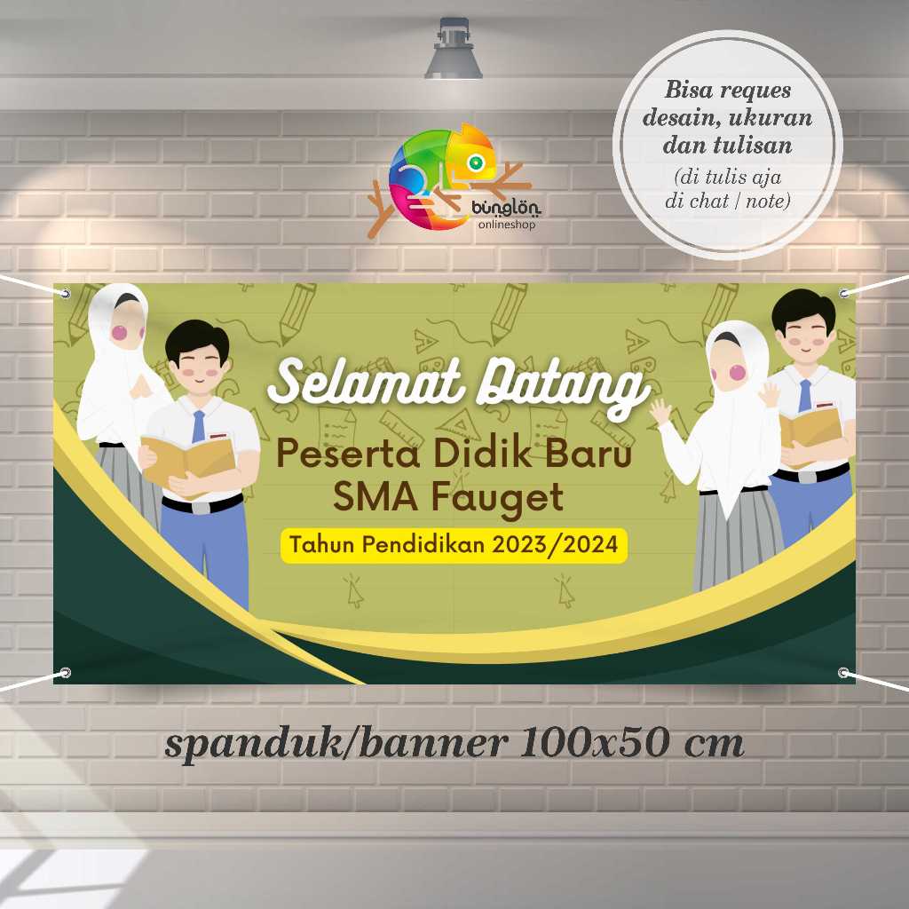 Jual Spanduk Hijau dan Kuning Lucu Spanduk Masa Pengenalan Lingkungan ...
