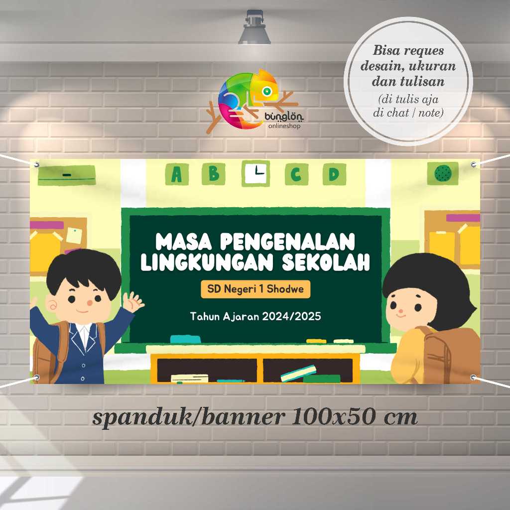 Jual Spanduk Hijau dan Kuning Lucu Spanduk Masa Pengenalan Lingkungan ...