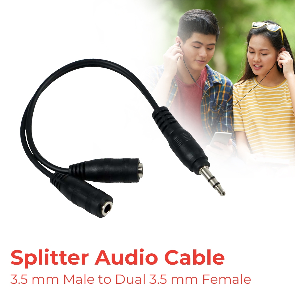 Jual Kabel Splitter Audio Jack 3.5MM 1 Male to 2 Female Connector ...