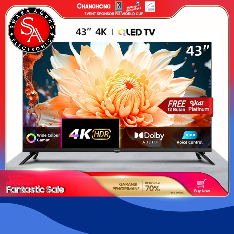 Jual QLED UHD 4K Google TV 43 Inch Changhong Type : U43QCN1 - HDR10+ (MEDAN) | Shopee Indonesia