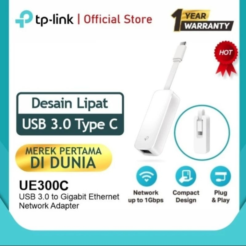 Jual TP-LINK UE300C USB Type-C to Lan RJ45 Gigabit Ethernet Network ...