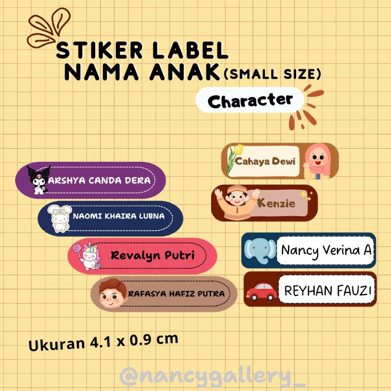 Jual STIKER LABEL NAMA ANAK Custom Small Size Isi 144 pcs Waterproof ...