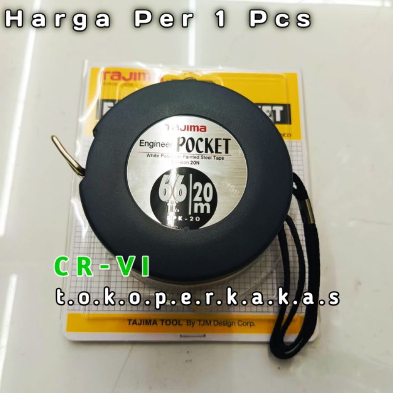 Jual Meteran Tajima Pocket 20 Meter Engineer Pocket Measuring Tape 66 Ft ORIGINAL | Shopee Indonesia
